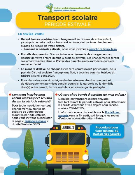IMPORTANT : Préparation à la période estivale - École Calixte-F.-Savoie
